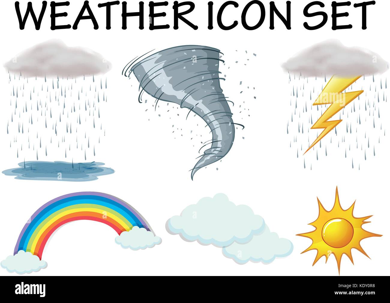 Weather icons with different climate illustration Stock Vector Image ...