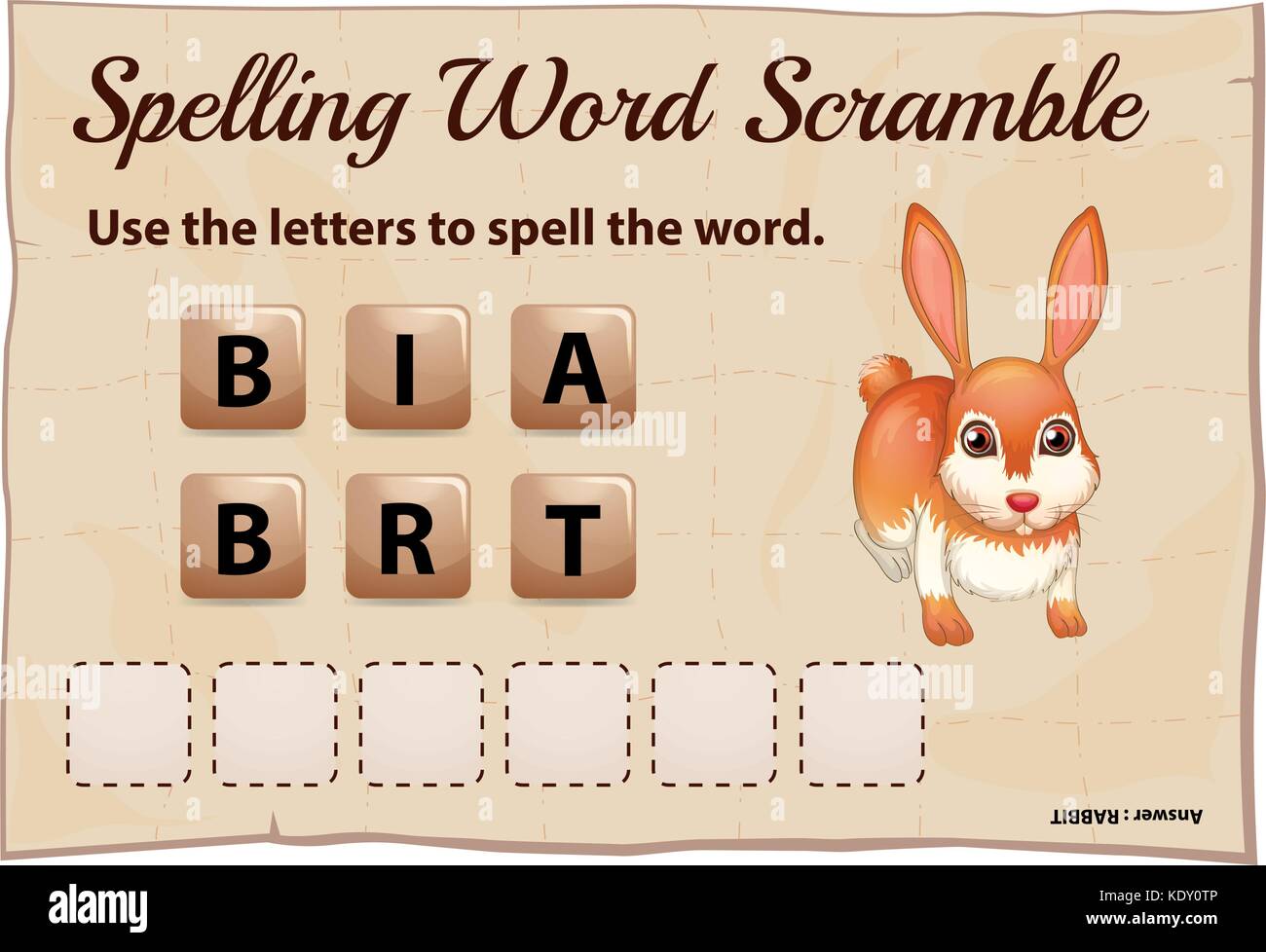 Spelling scramble game template for rabbit illustration Stock Vector ...