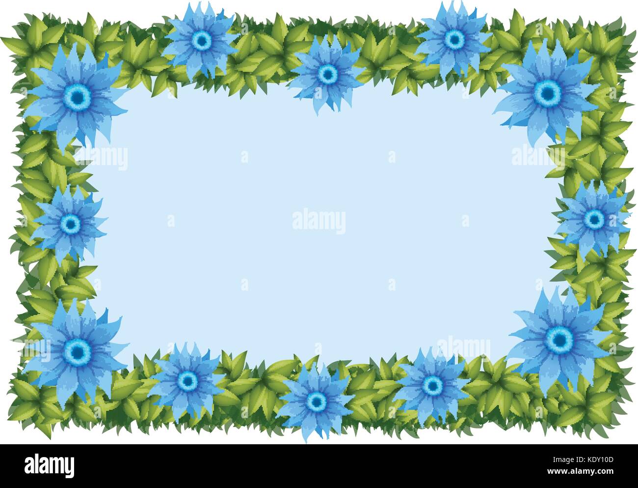 Frame template with blue flowers illustration Stock Vector Image & Art ...