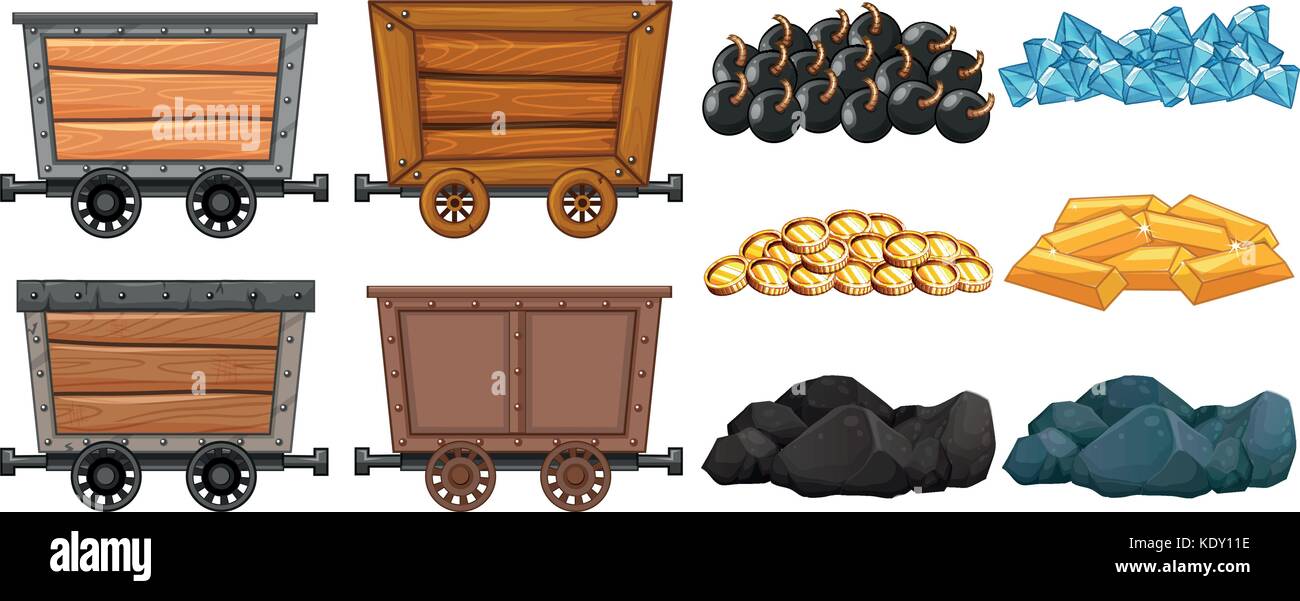 Different stone and mining carts illustration Stock Vector Image & Art ...