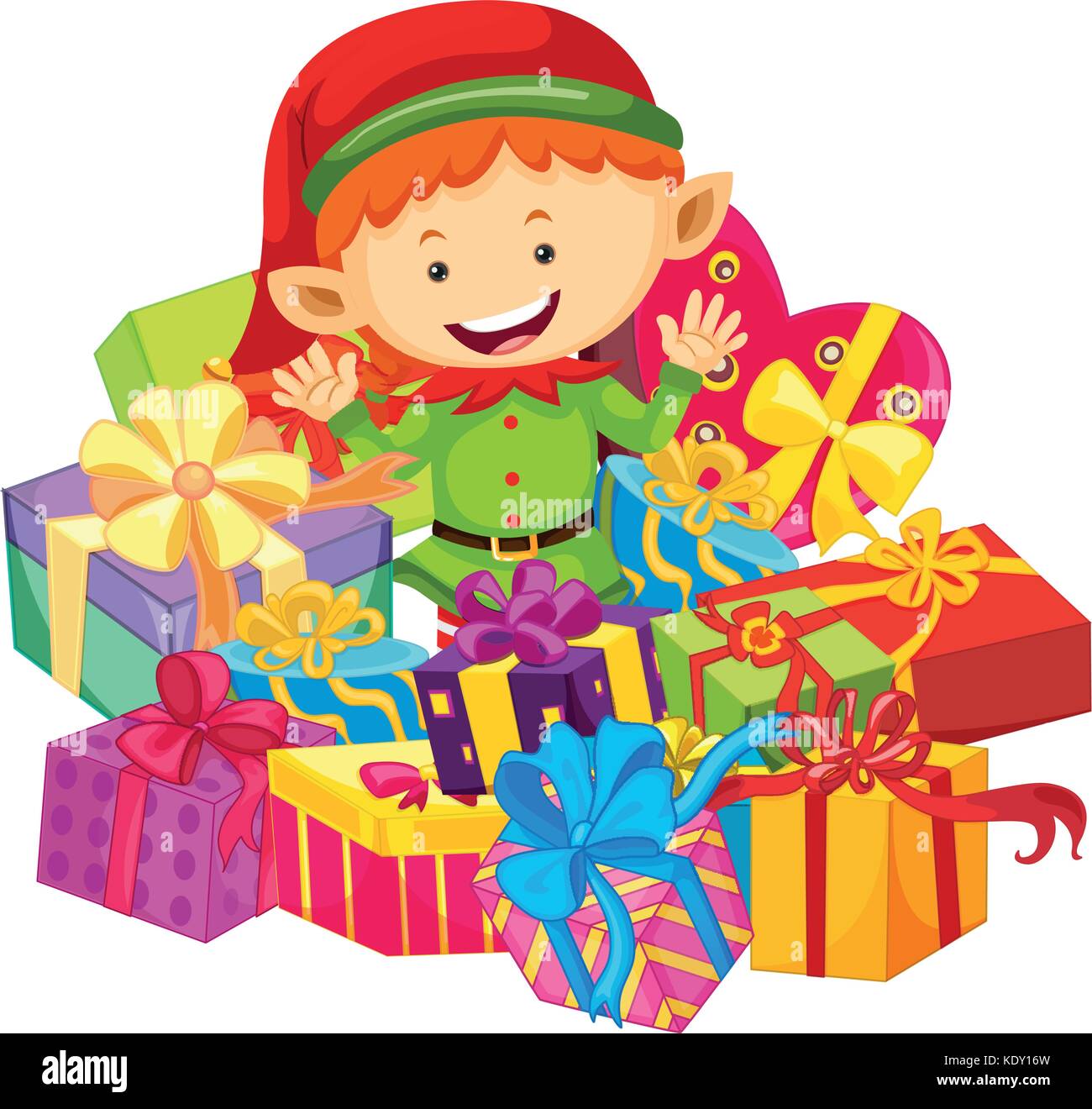 Christmas theme elf gift Stock Vector Images - Alamy