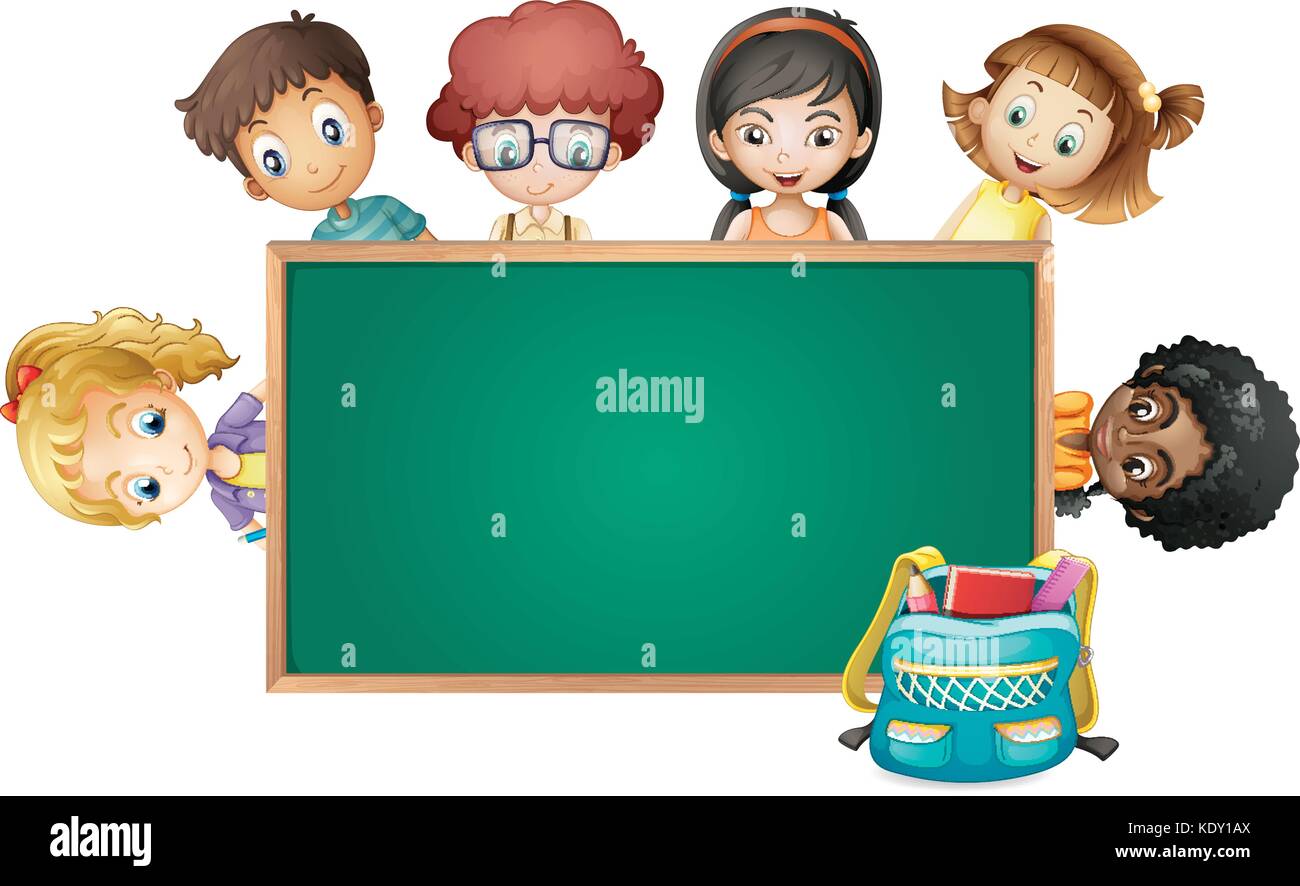 Frame template with boys and girls illustration Stock Vector Image ...