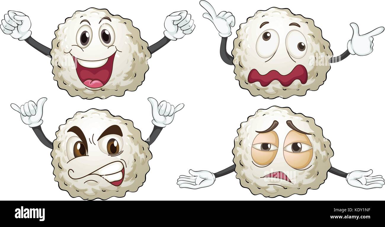 Fluffy balls with different faces illustration Stock Vector Image & Art ...