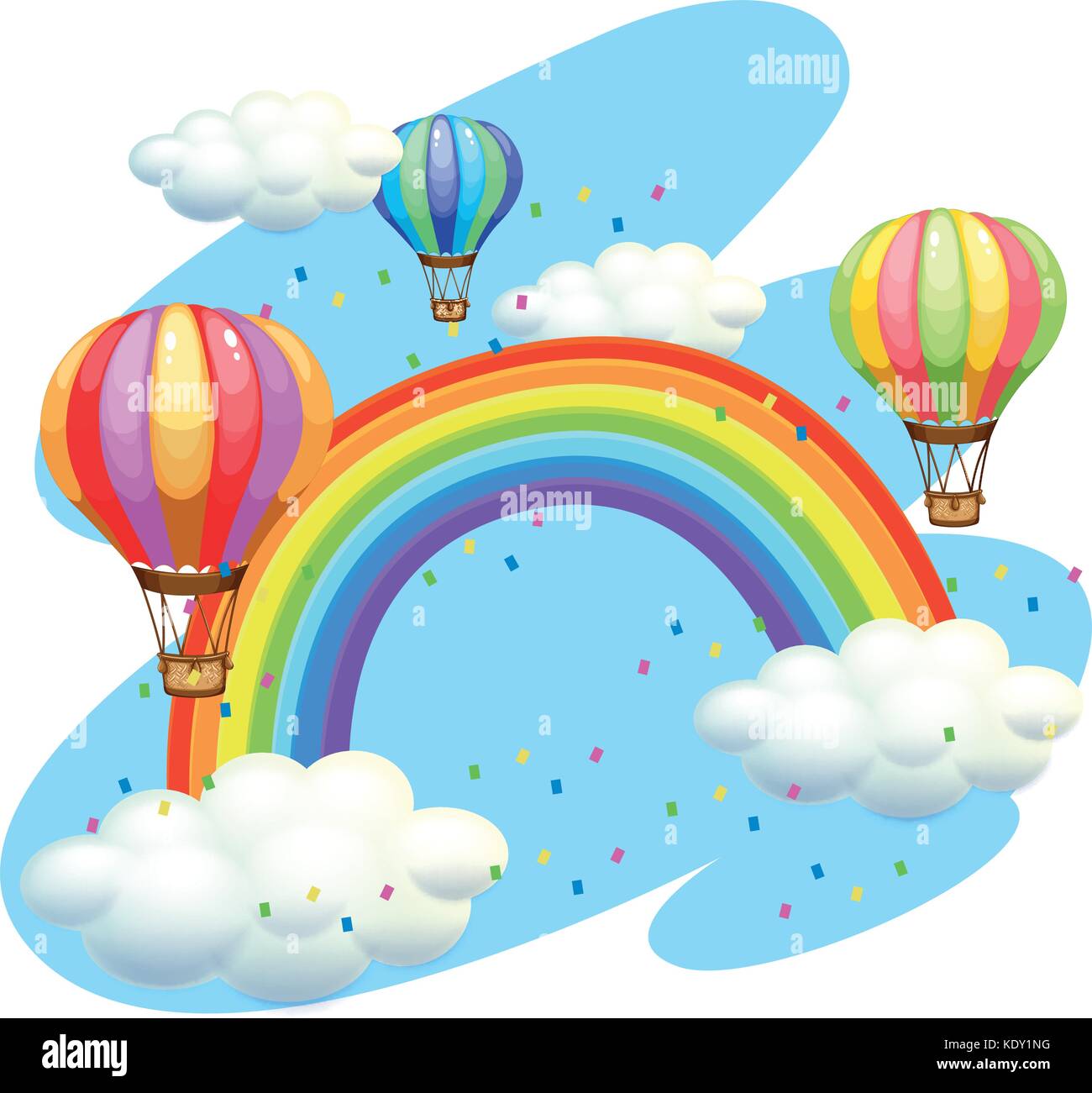 Balloons flying over the rainbow illustration Stock Vector Image & Art ...