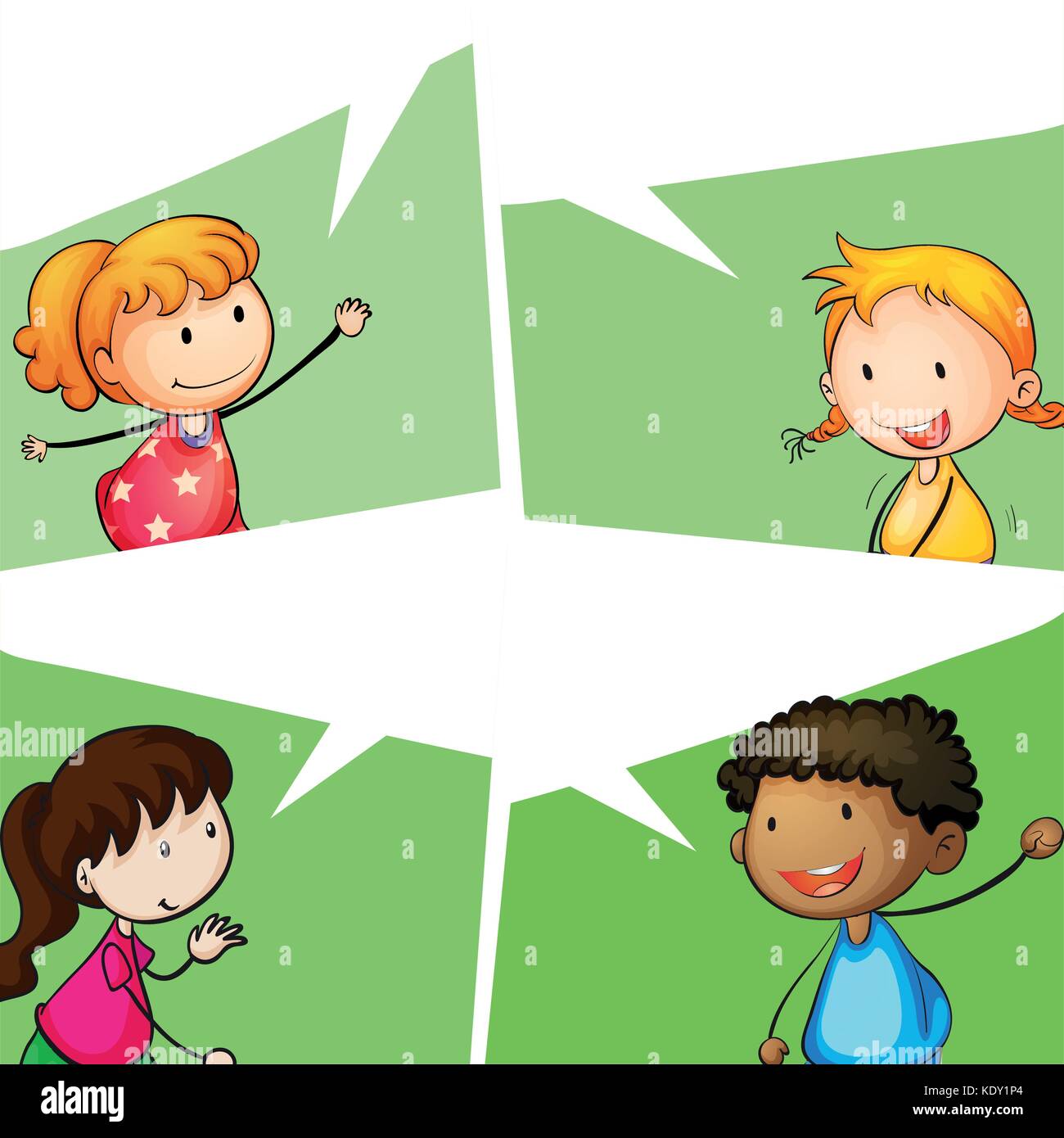 Boys and girls with happy face illustration Stock Vector Image & Art ...