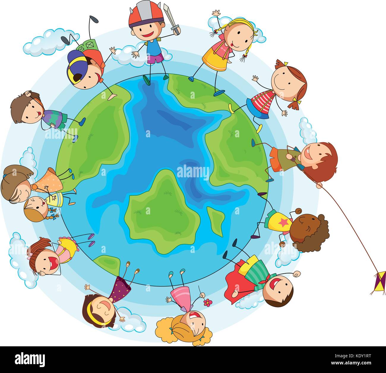 Lots of children around the world illustration Stock Vector Image & Art ...