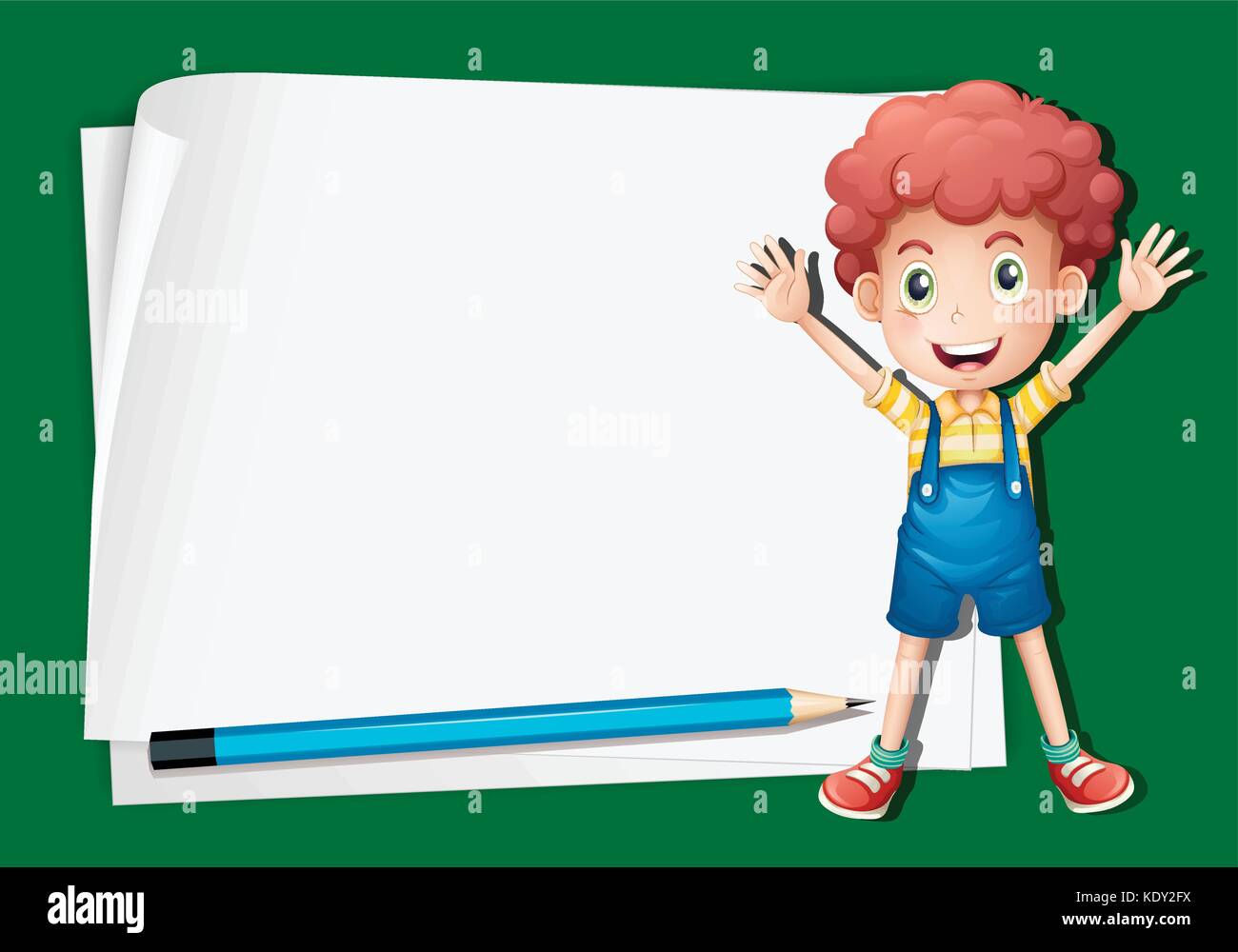 Paper template with happy boy illustration Stock Vector Image & Art - Alamy
