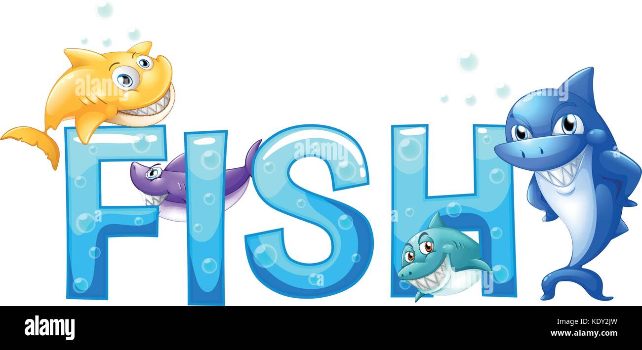 Word fish with many fish illustration Stock Vector Image & Art - Alamy