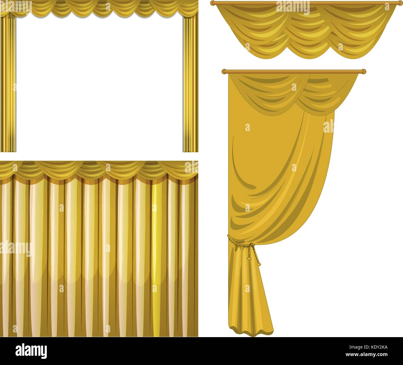 Yellow curtain in many styles illustration Stock Vector Image & Art - Alamy