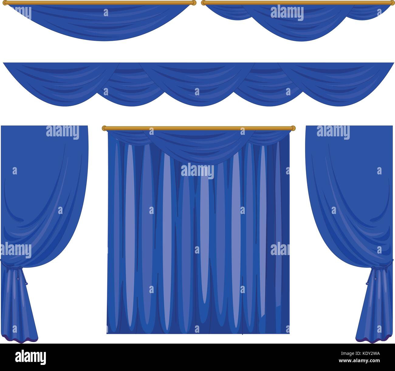 Blue curtain design on white illustration Stock Vector Image & Art - Alamy
