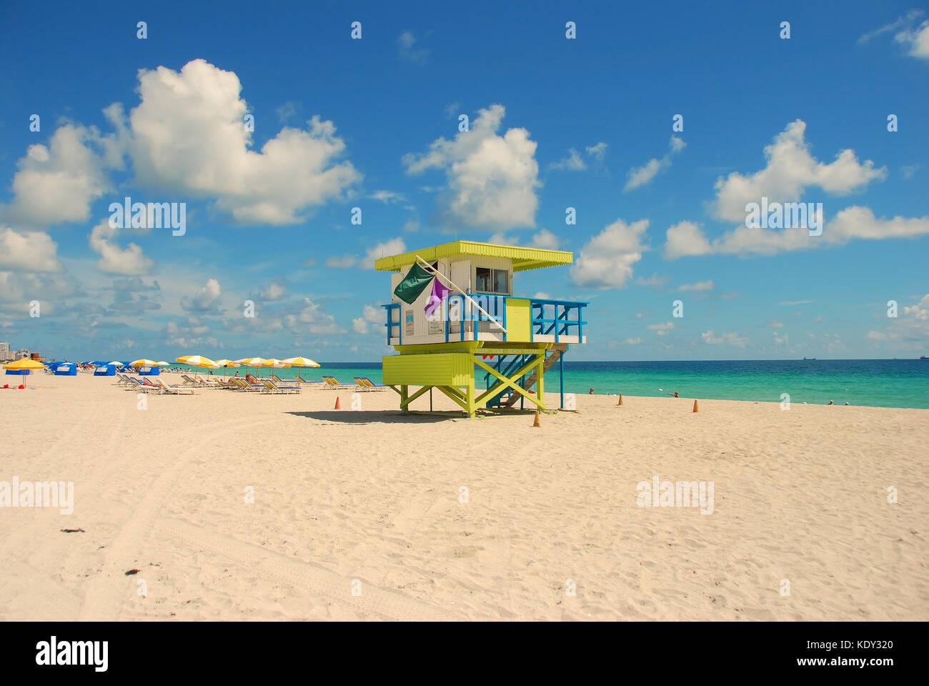 Colorful lifeguard tower in Miami Beach, Florida Stock Photo - Alamy