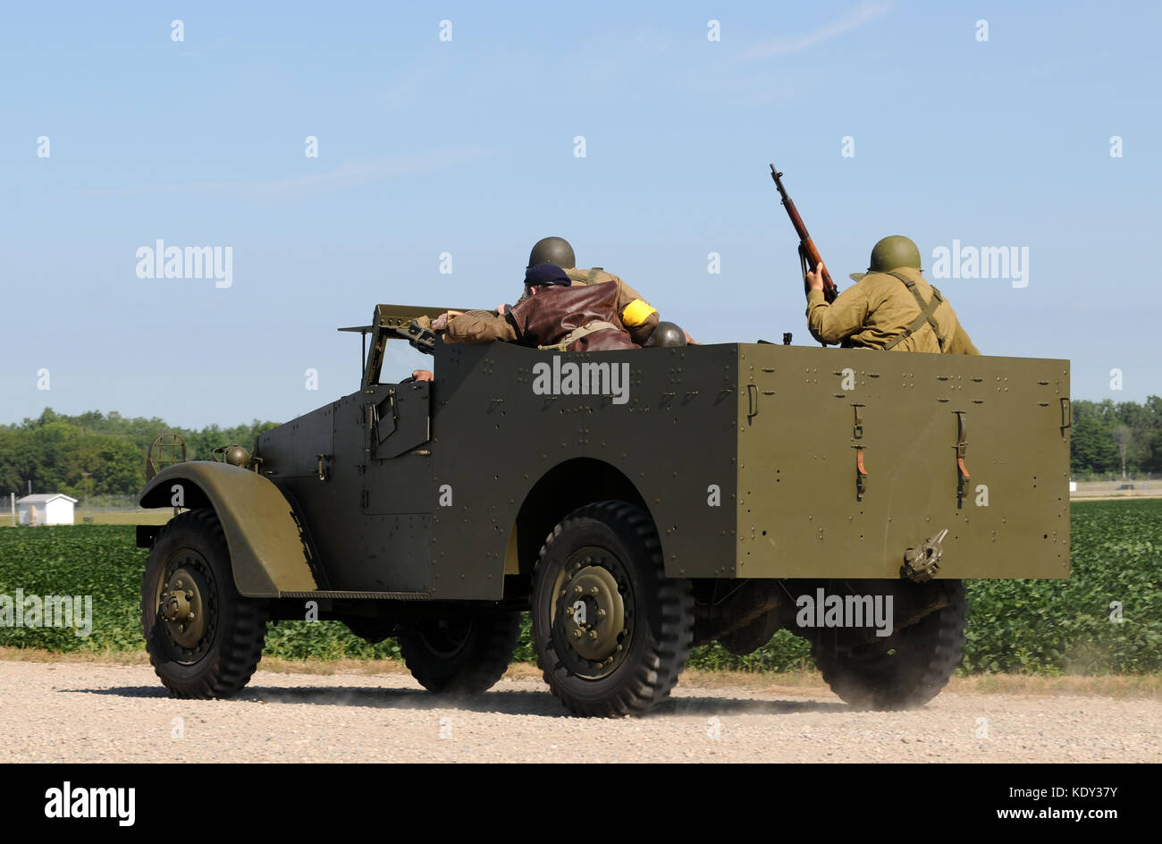 World War II era armored carrier on a country road Stock Photo - Alamy
