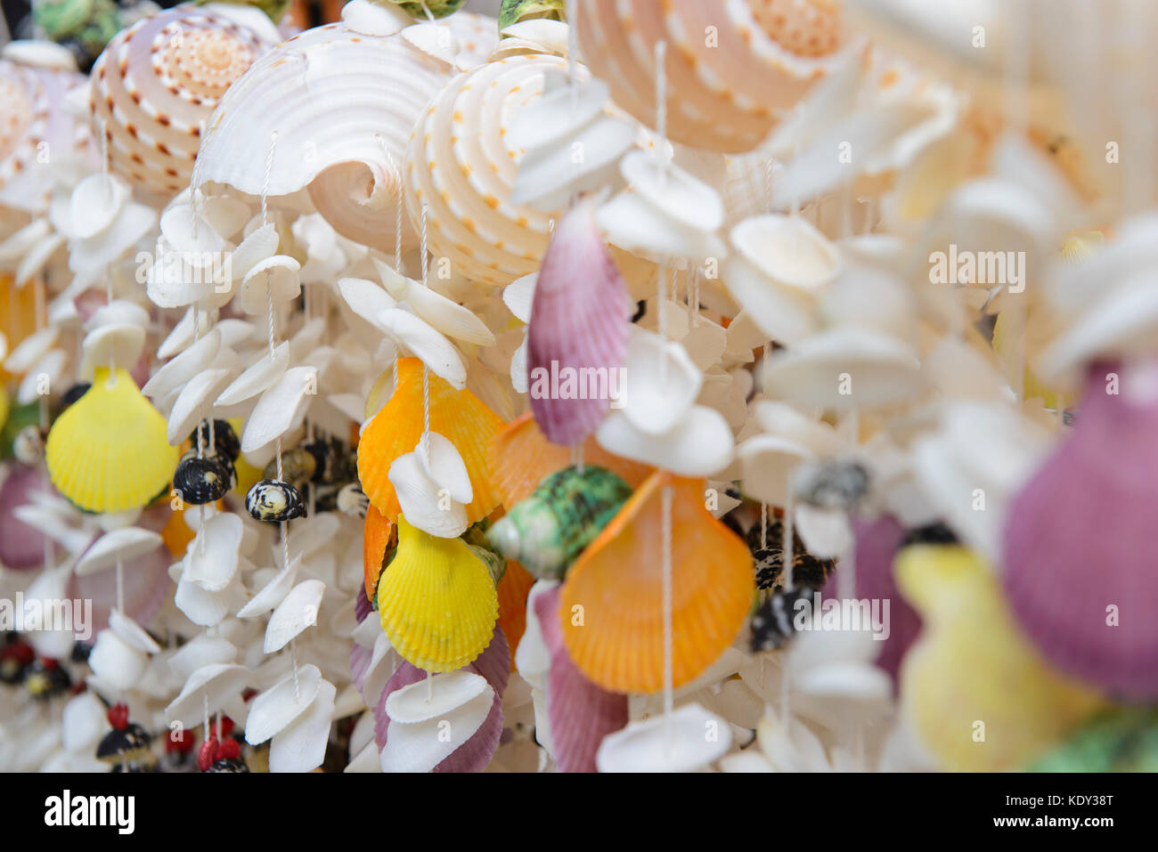 Handmade mobile seashell background Stock Photo - Alamy