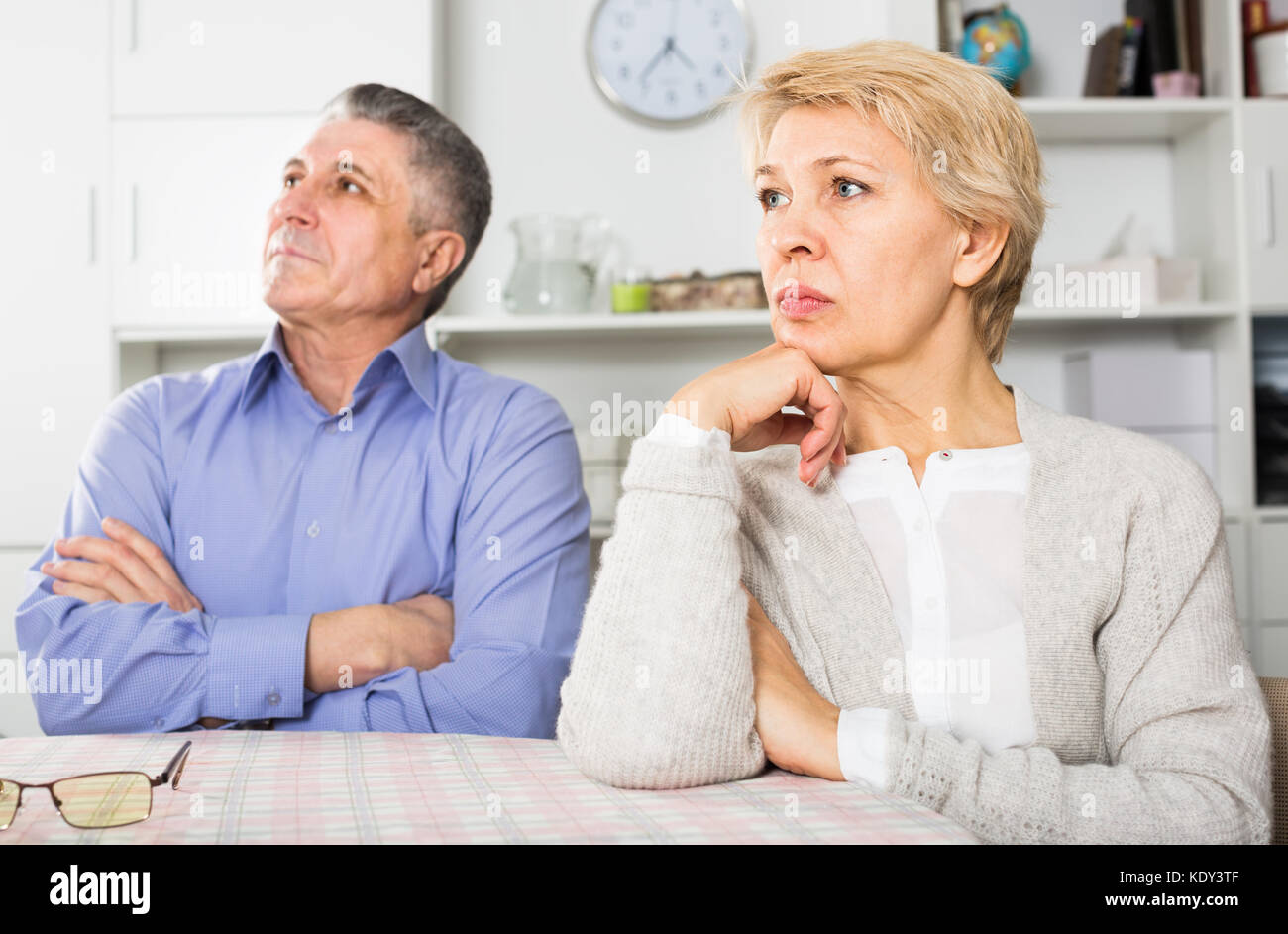 couple quarreling at home with each other and take offense Stock Photo ...