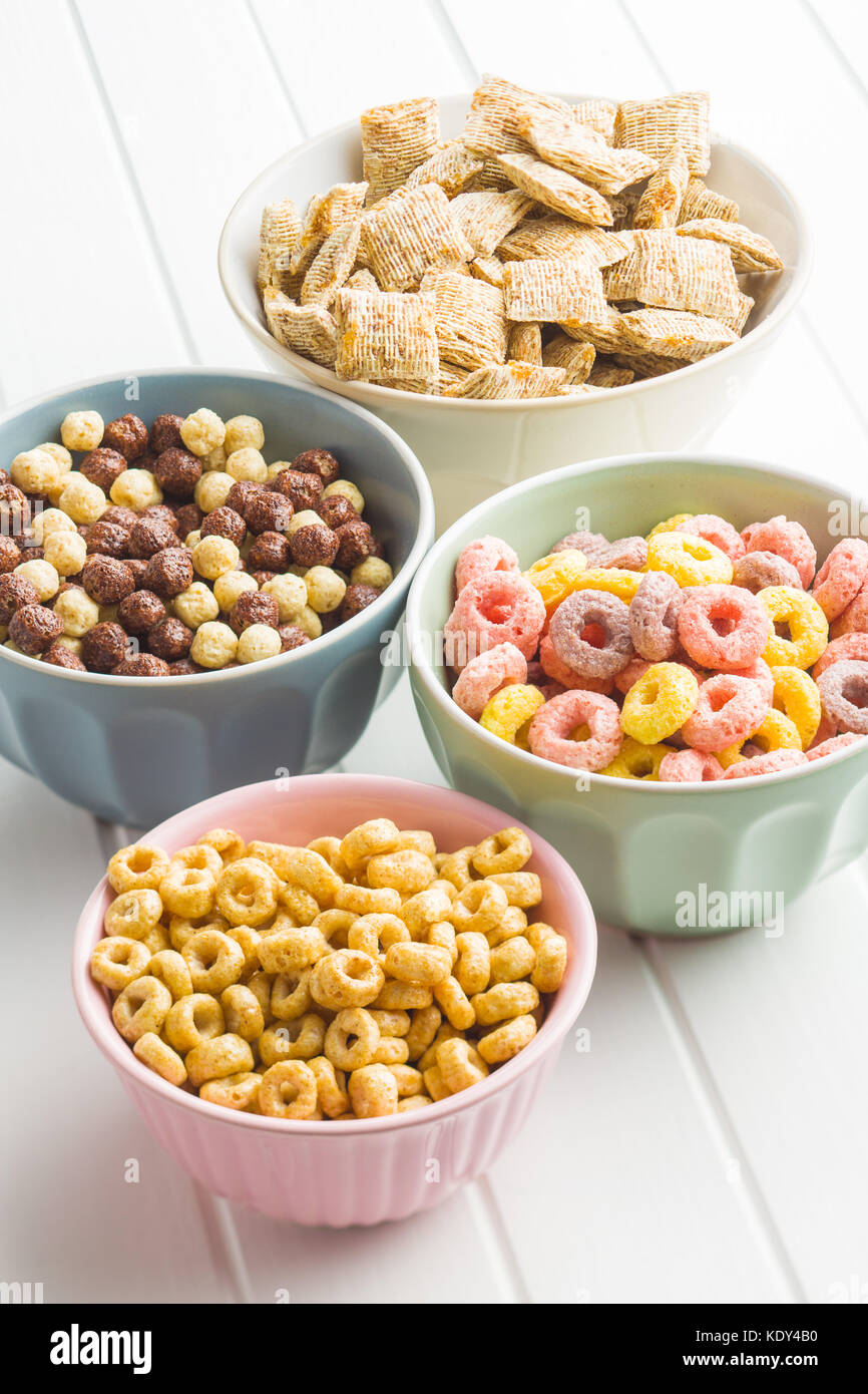 Various breakfast cereals in bowl Stock Photo - Alamy