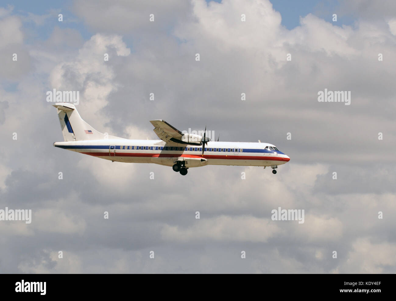 Modern passenger turboprop airplane in flight Stock Photo - Alamy