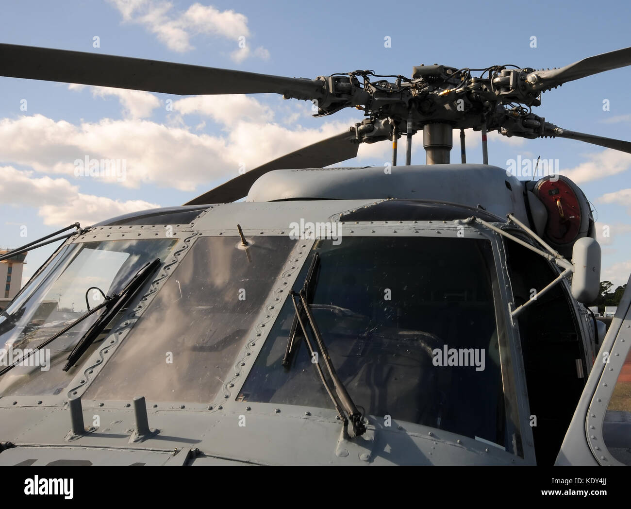 Modern army helicopter front canopy view Stock Photo - Alamy