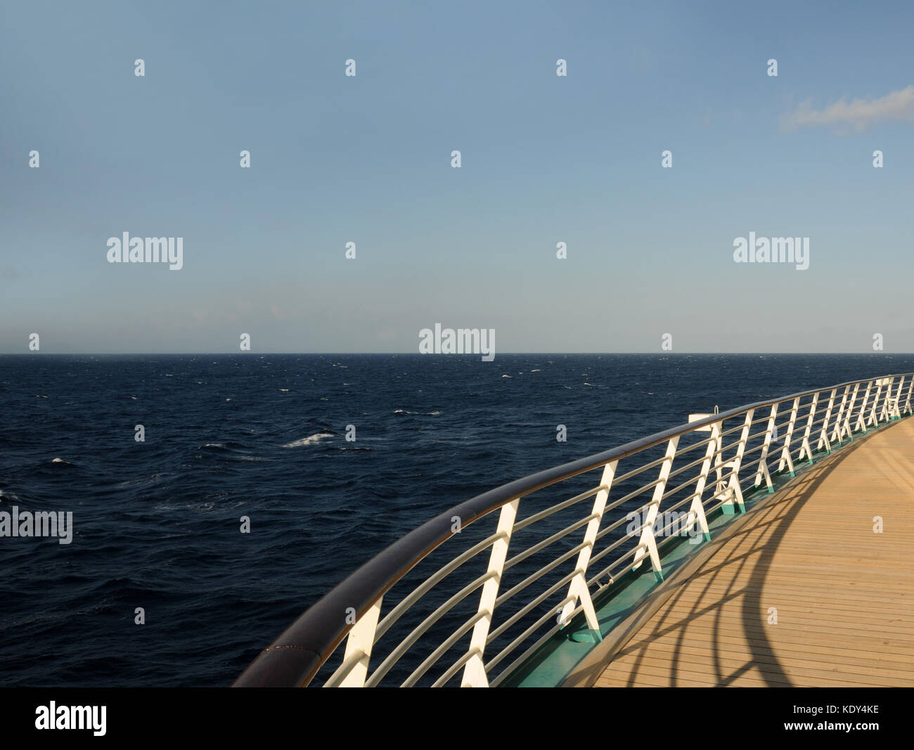 Boat deck and railing overlooking the water Stock Photo - Alamy