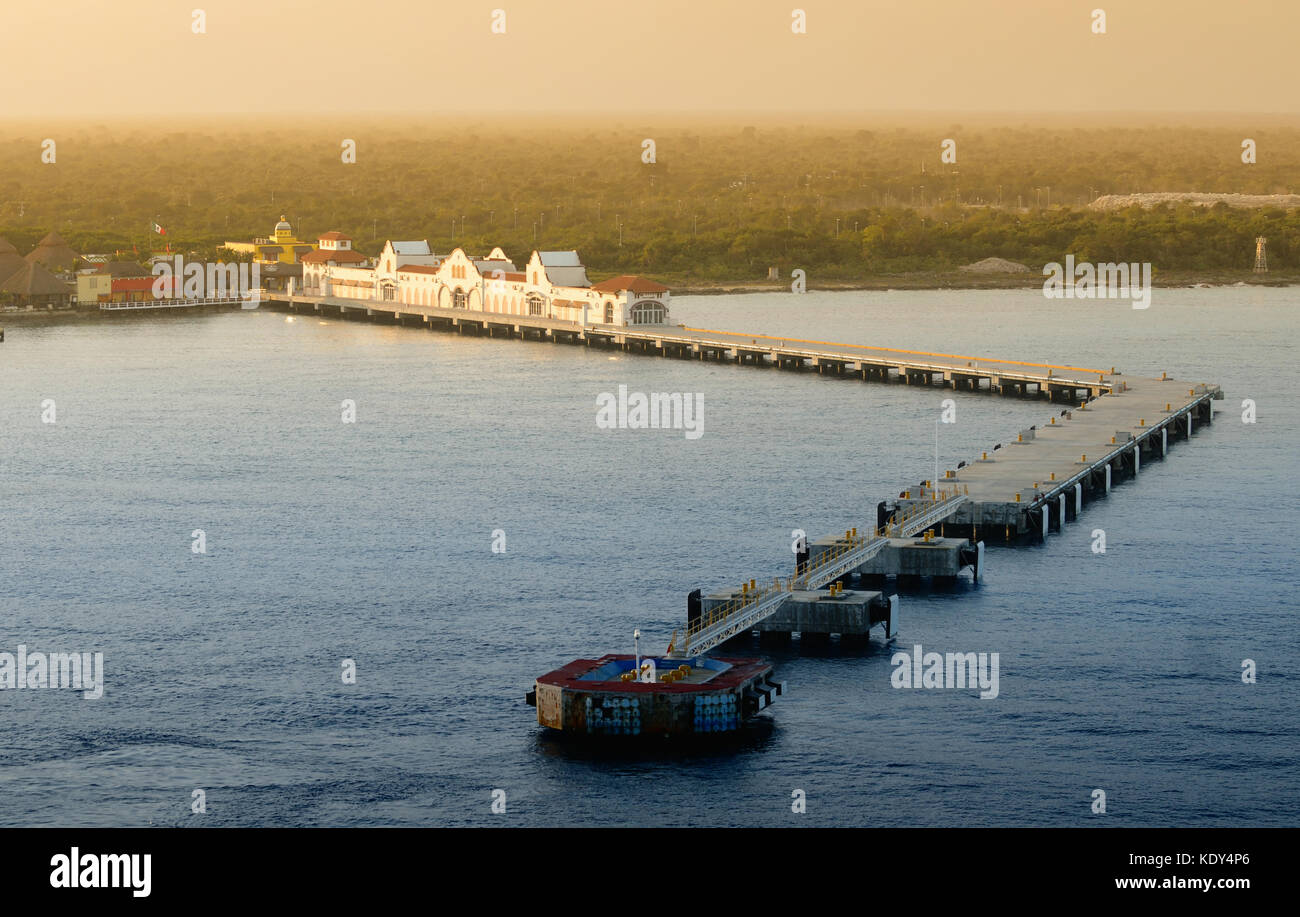 Early morning view of tropical Caribbean island port pier Stock Photo ...