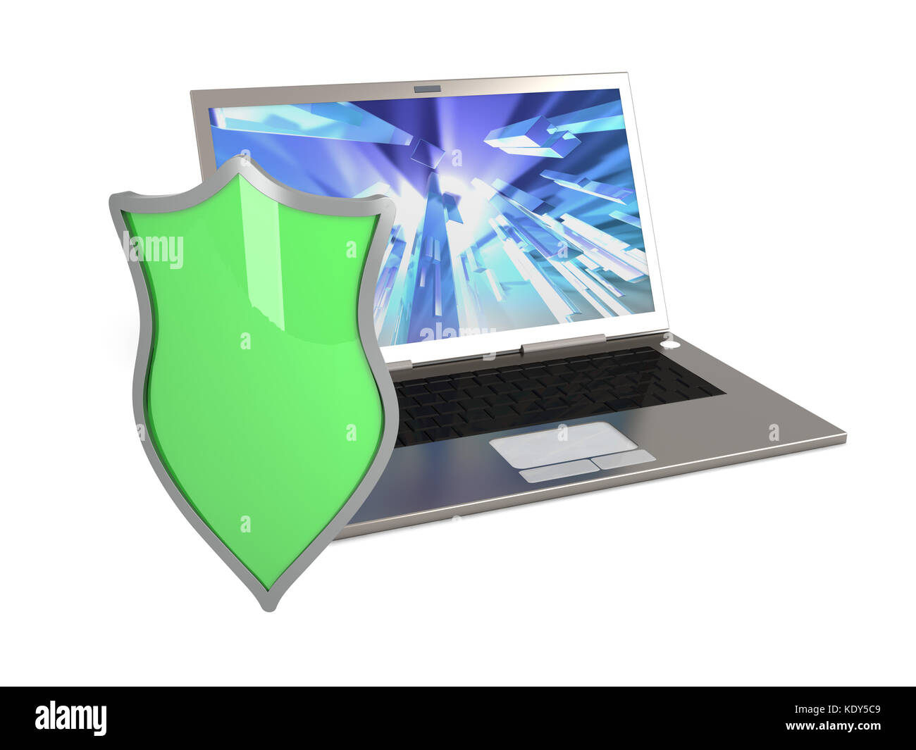 Computer protected shield concept Cut Out Stock Images & Pictures - Alamy
