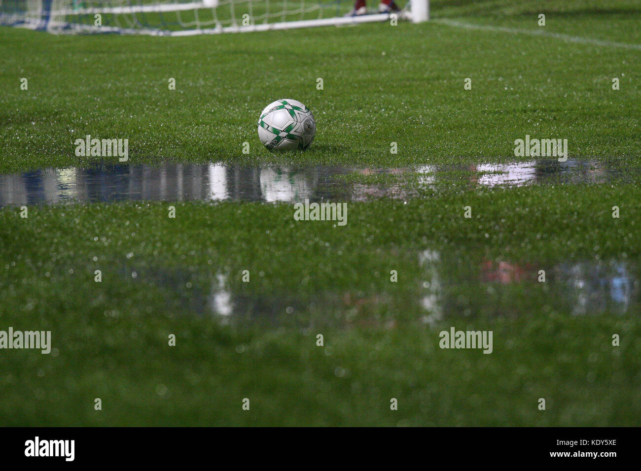 Waterlogged football pitch hi-res stock photography and images - Alamy