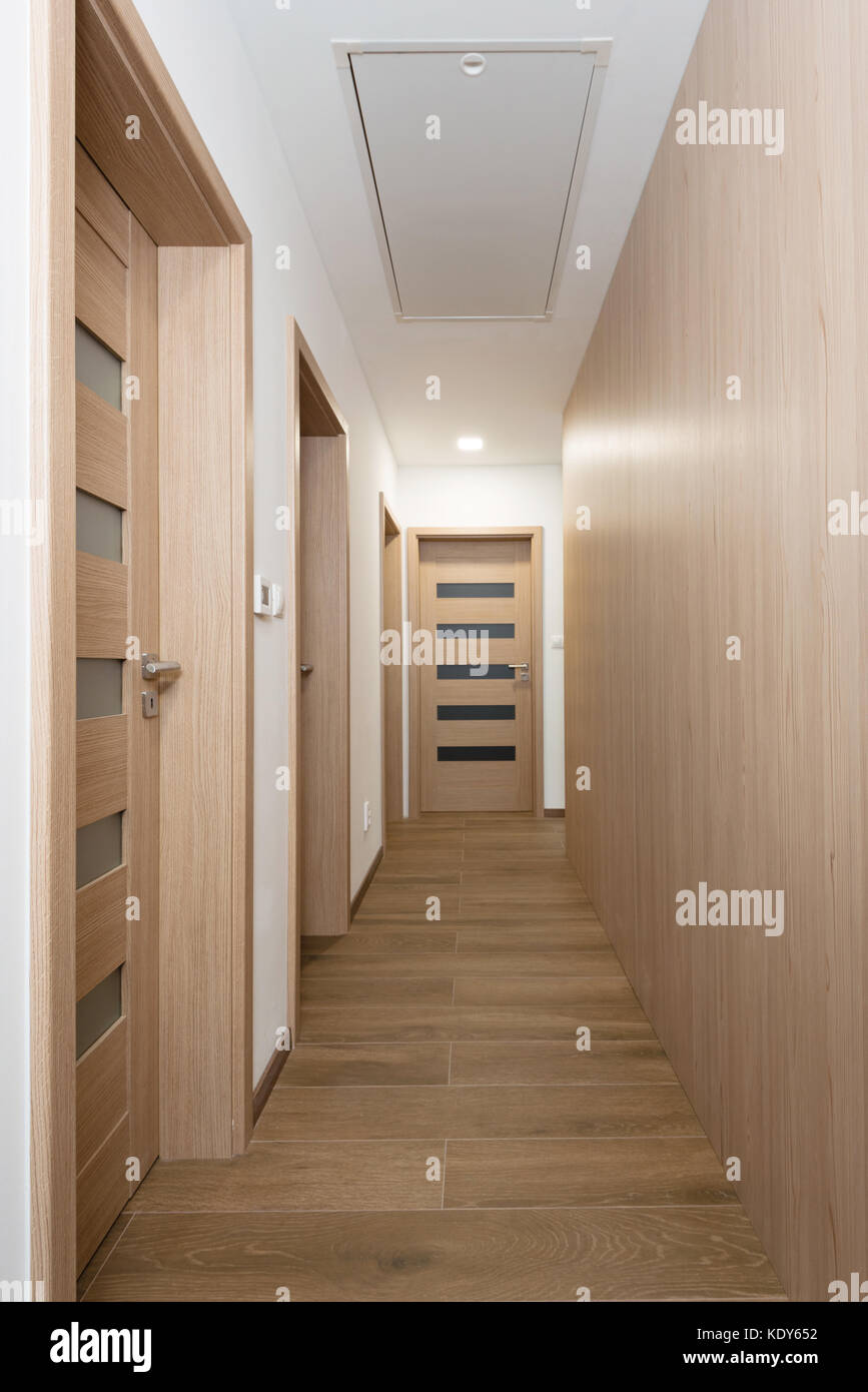 Passage to rooms in contemporary house interior Stock Photo - Alamy
