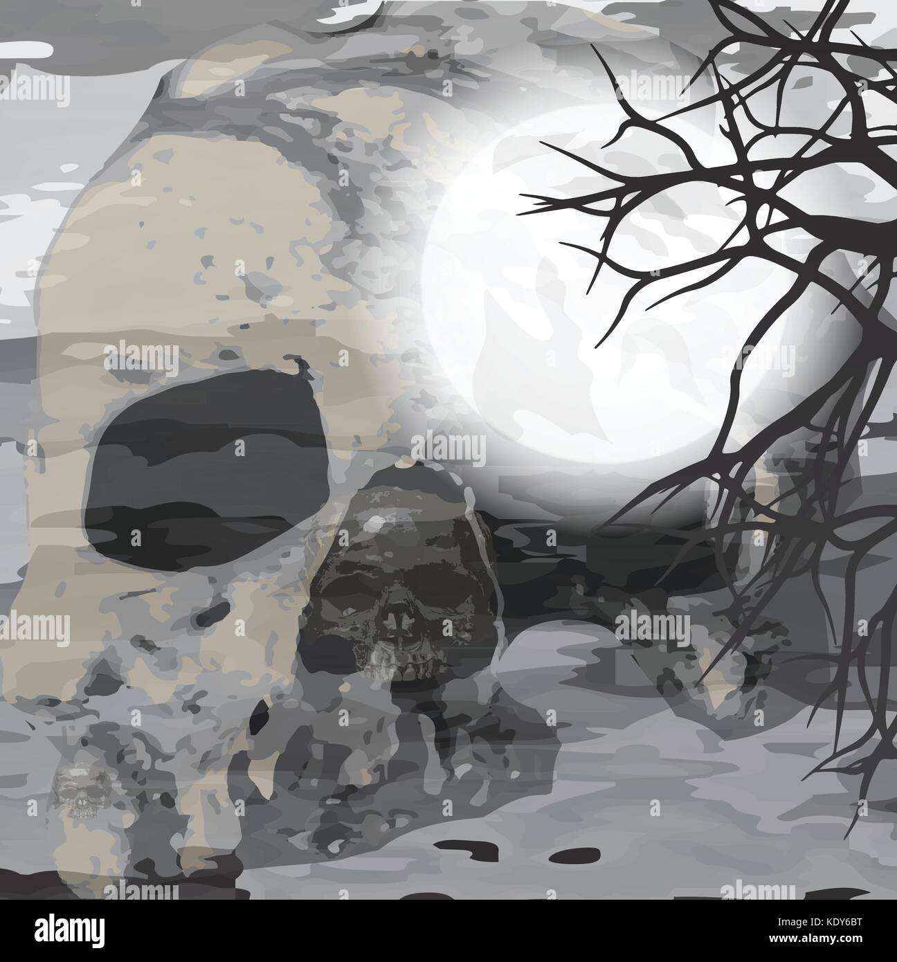 Skull Island vector background backdrop illustration printing poster ...