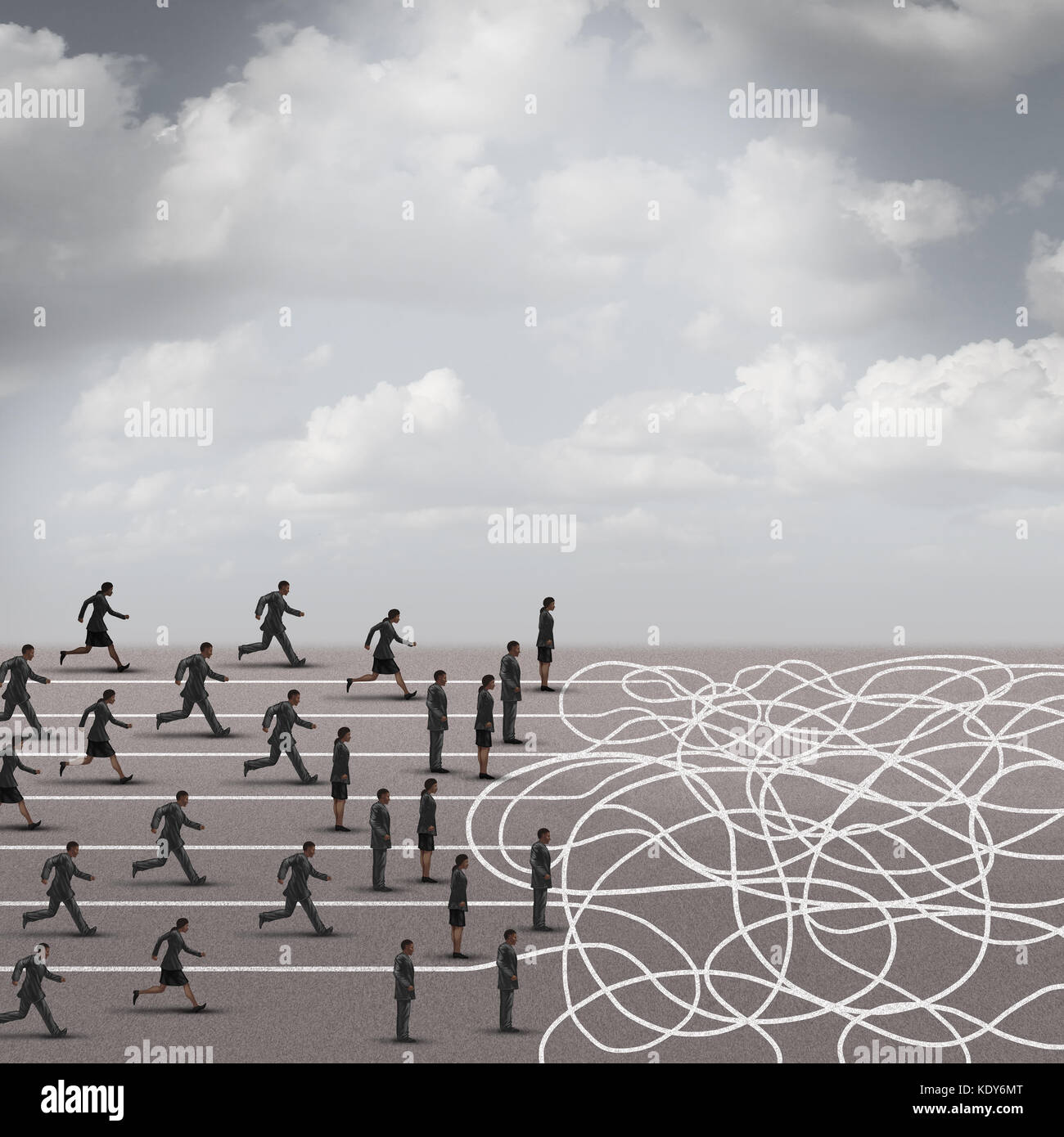 Difficult choices crisis business concept in a 3D illustration style ...