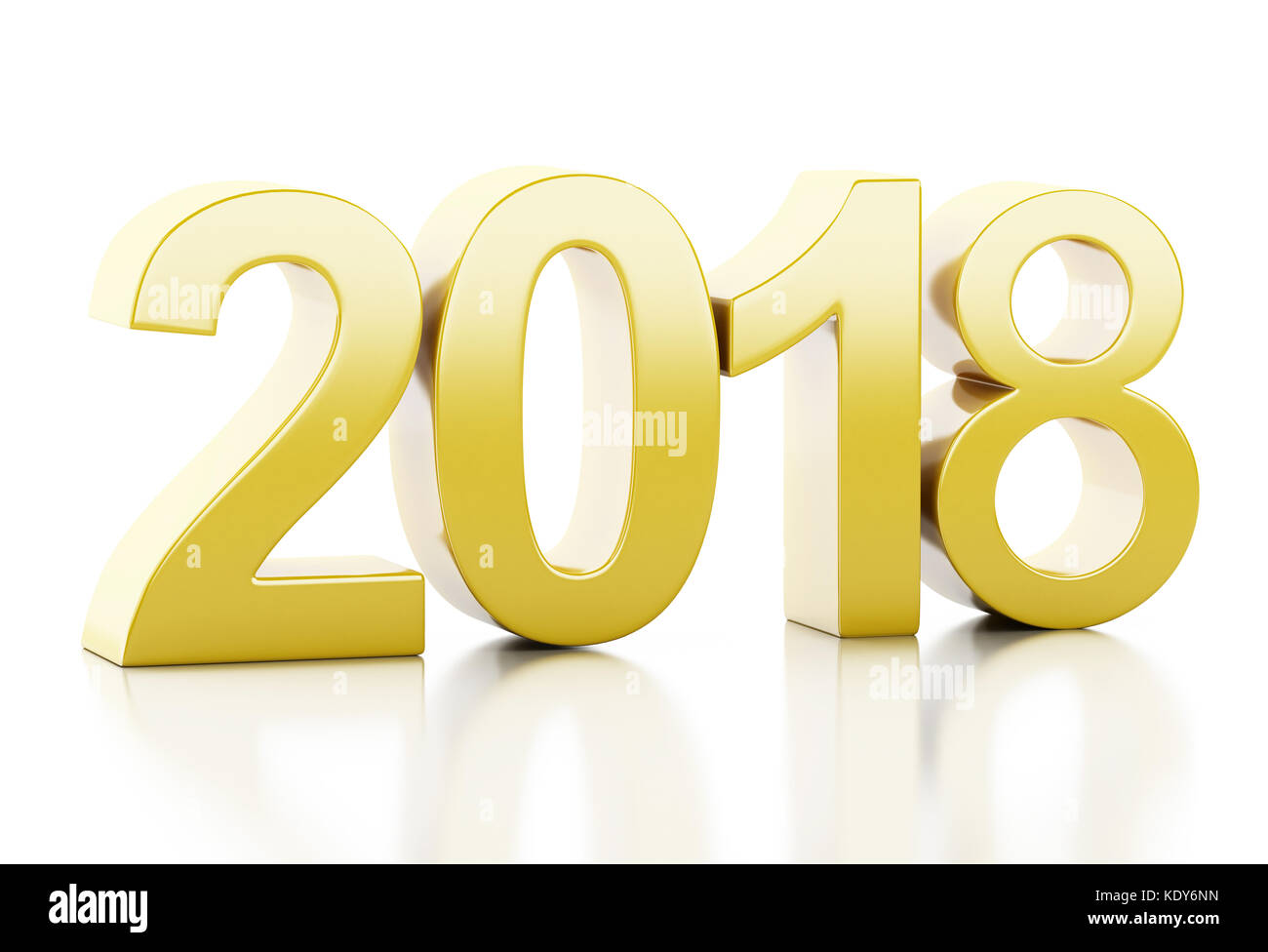 3d renderer illustration. New Year 2018 isolated on white background ...