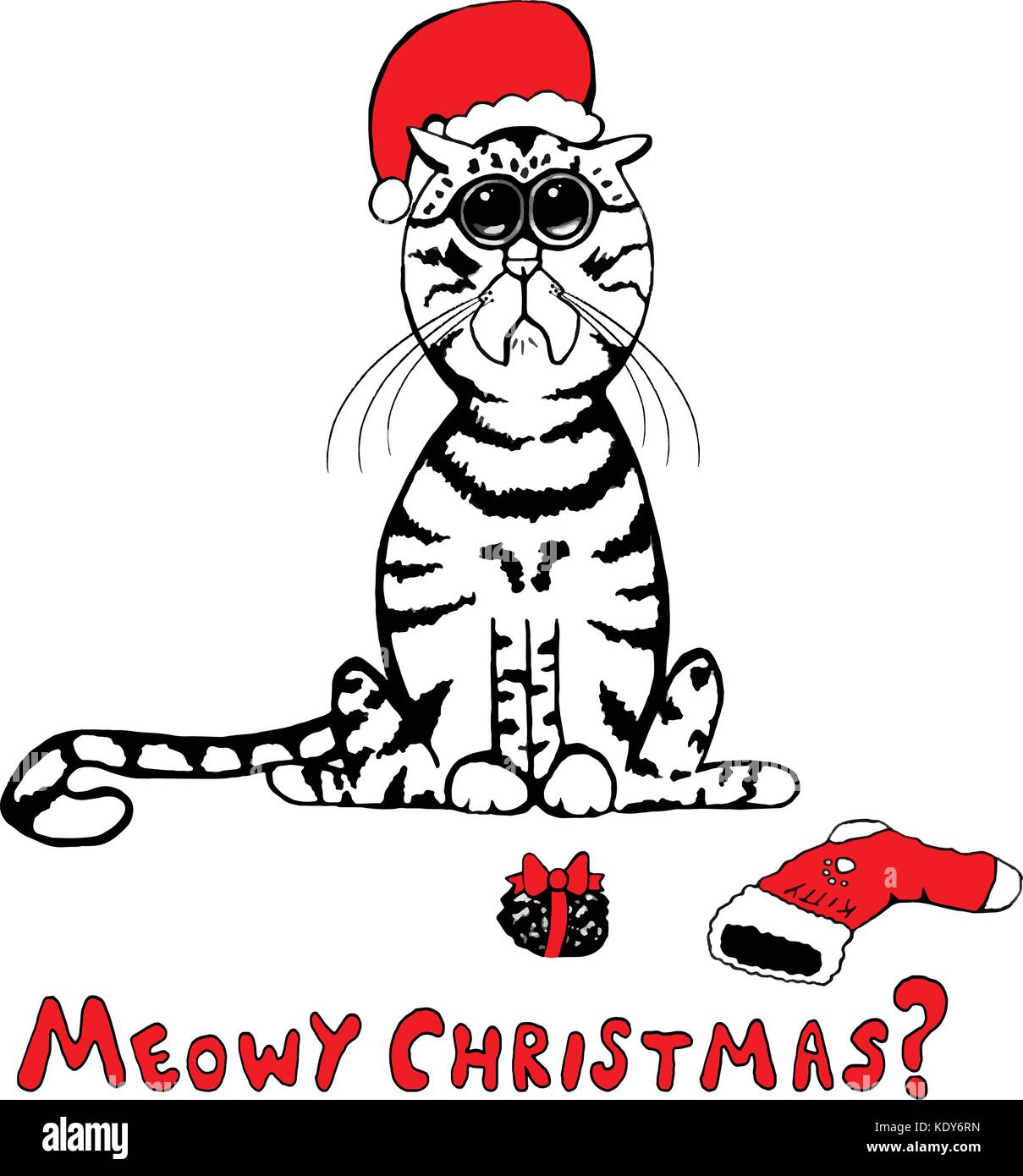 Sad Little Kitty was Bad, So Santa Brought Coal Stock Vector Image ...