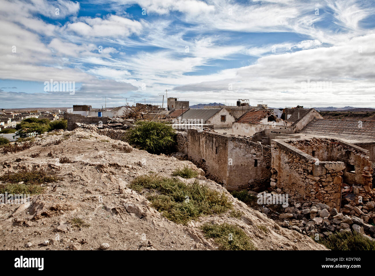 Scenic View of old buildings and villages on Cape Verde in Summer on a ...