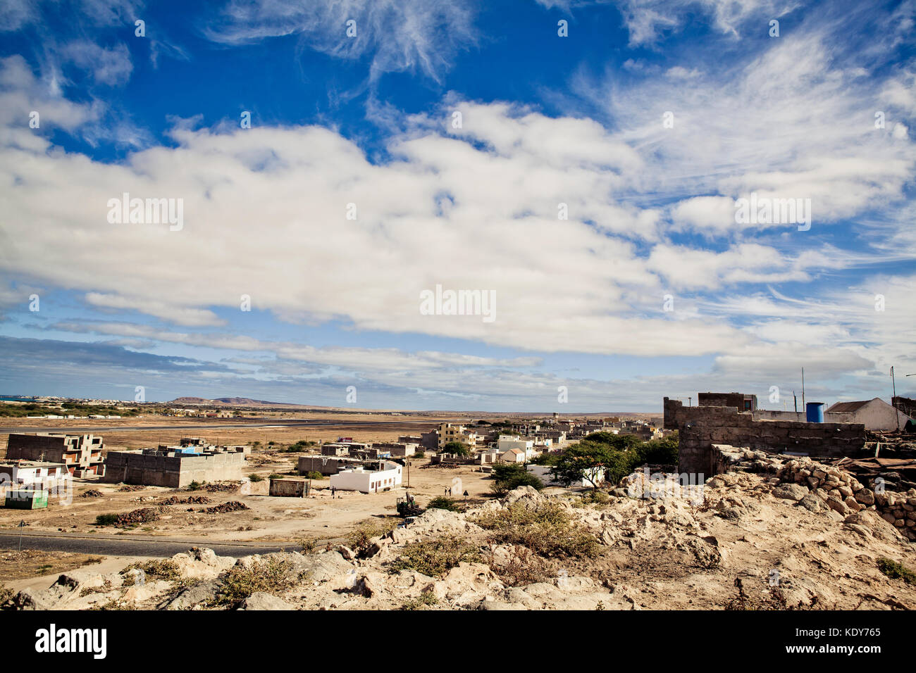 Scenic View of old buildings and villages on Cape Verde in Summer on a ...