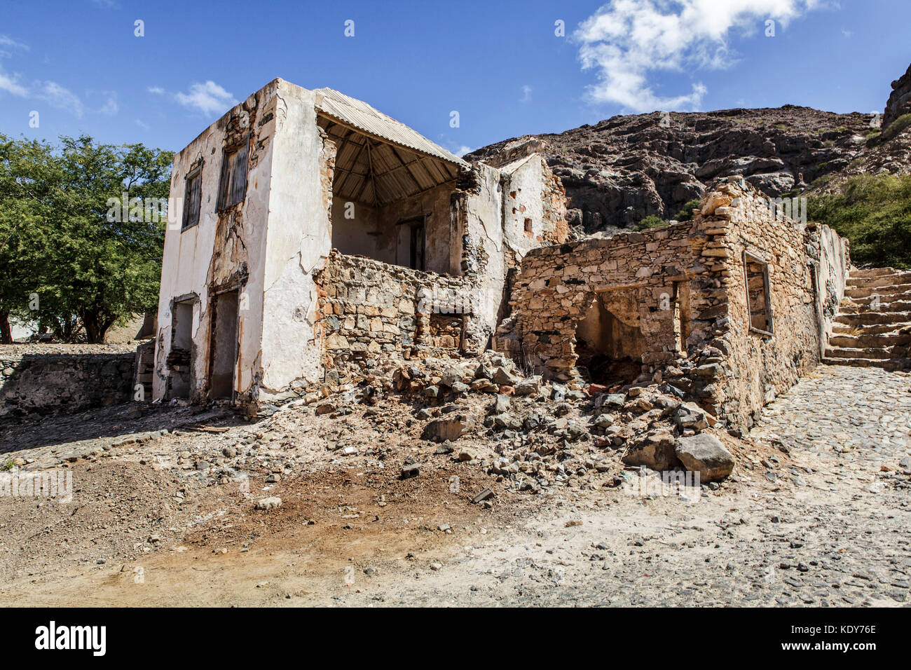 Scenic View of old buildings and villages on Cape Verde in Summer on a ...