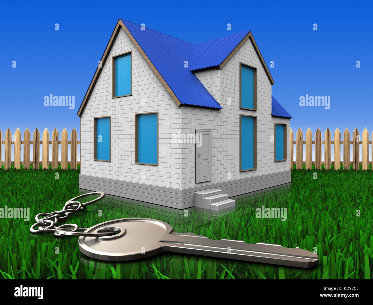 3d house key blue home estate security hi-res stock photography and ...