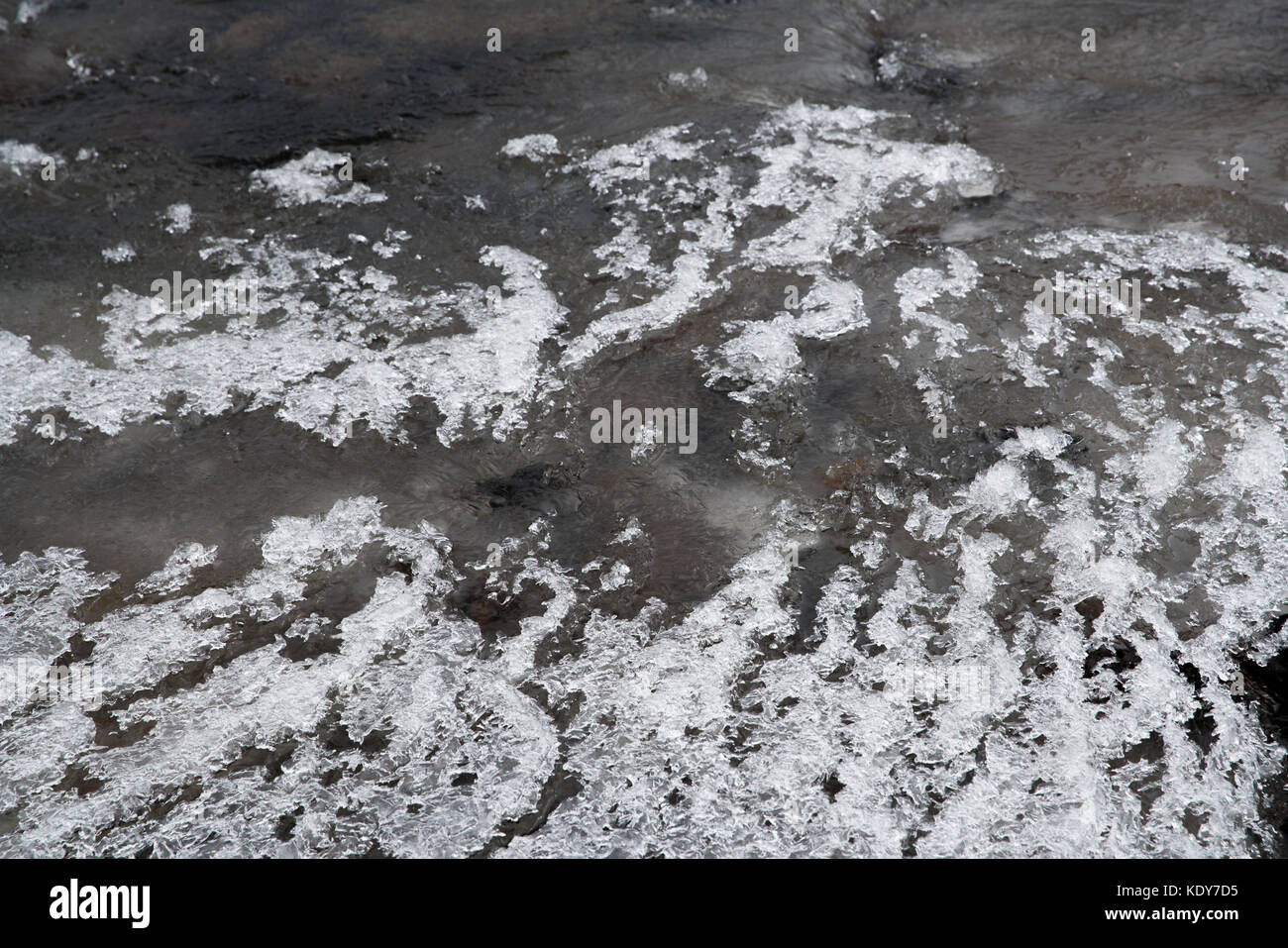 Texture of snow and ice flake from frozen place in nature at Zero-Point ...