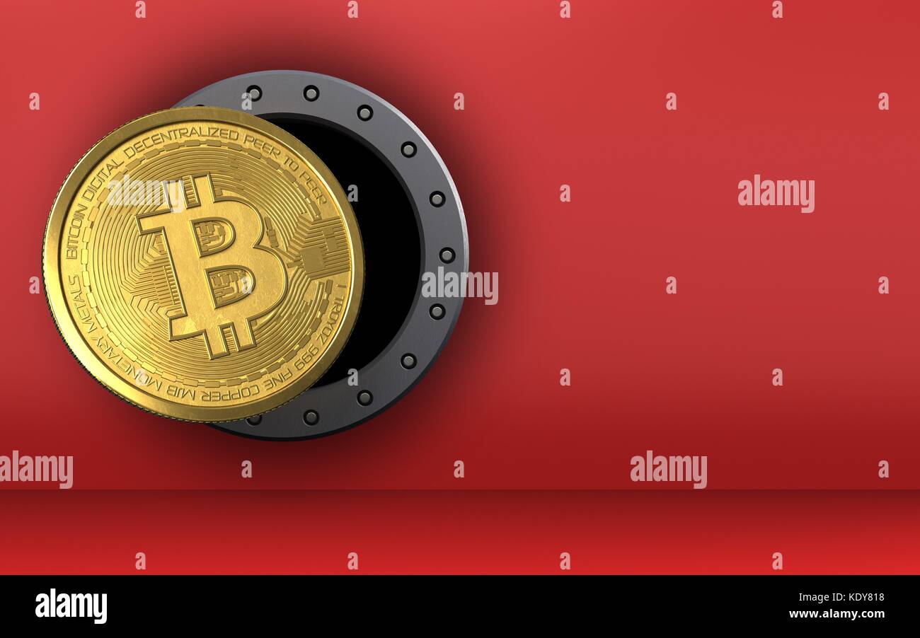 3d illustration of bitcoin storage over red background Stock Photo - Alamy
