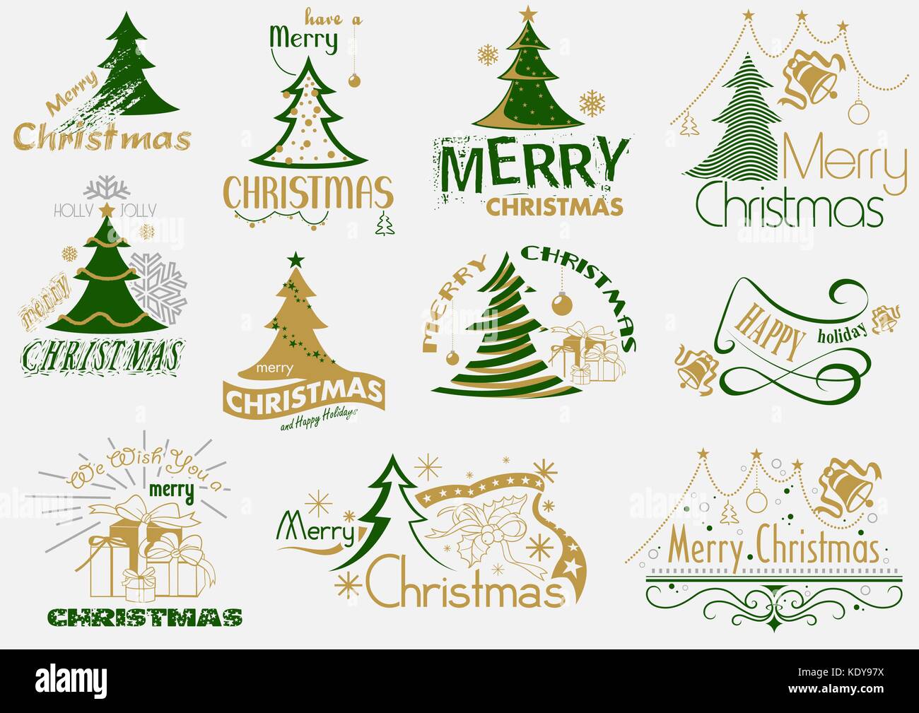 Merry Christmas Typography Set Stock Vector Image & Art - Alamy