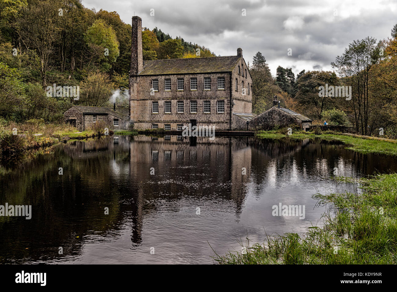 Gibson Mill and lake in autumn Stock Photo - Alamy