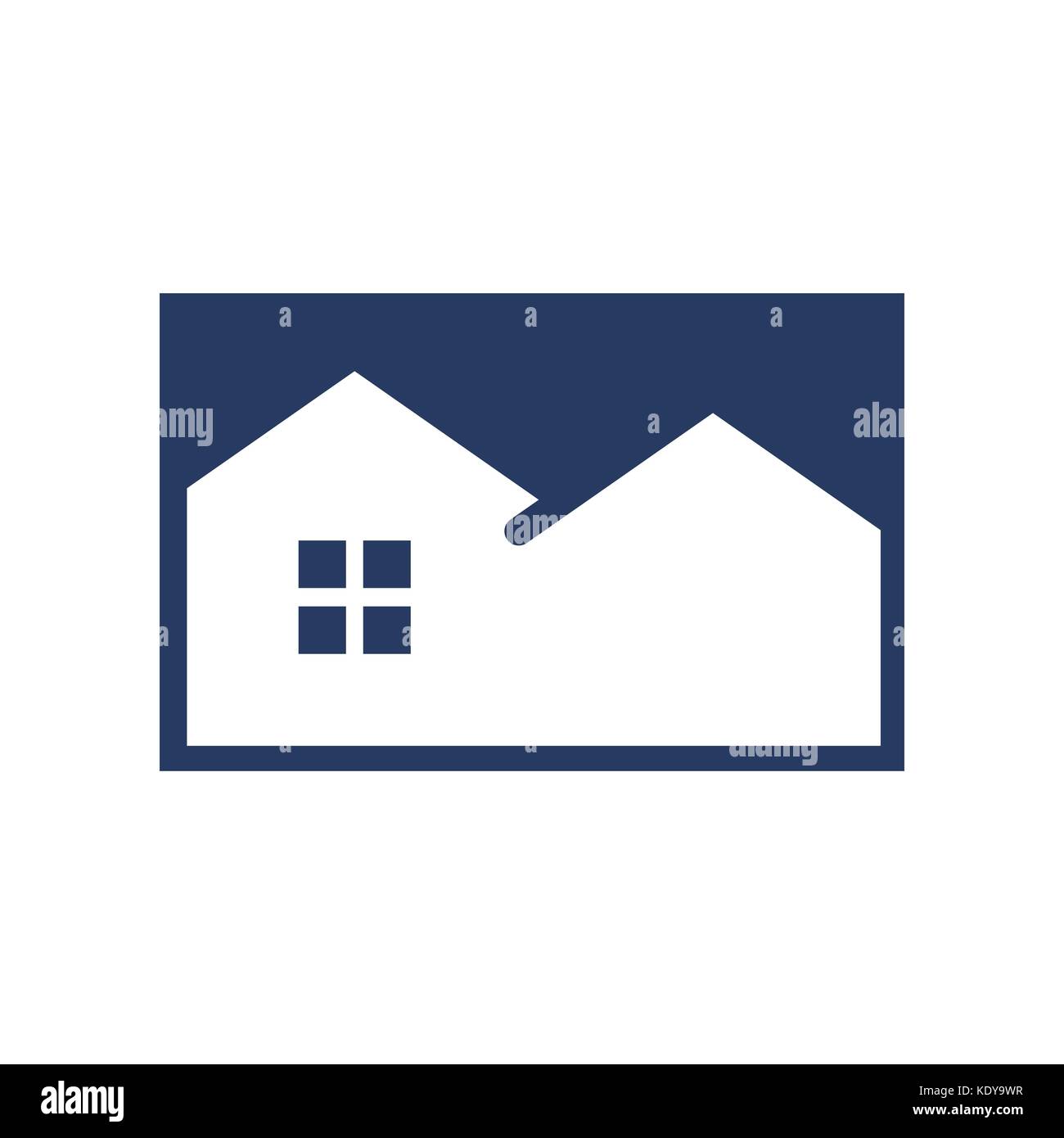 Simple Negative Space Blue House Stock Vector Image & Art - Alamy
