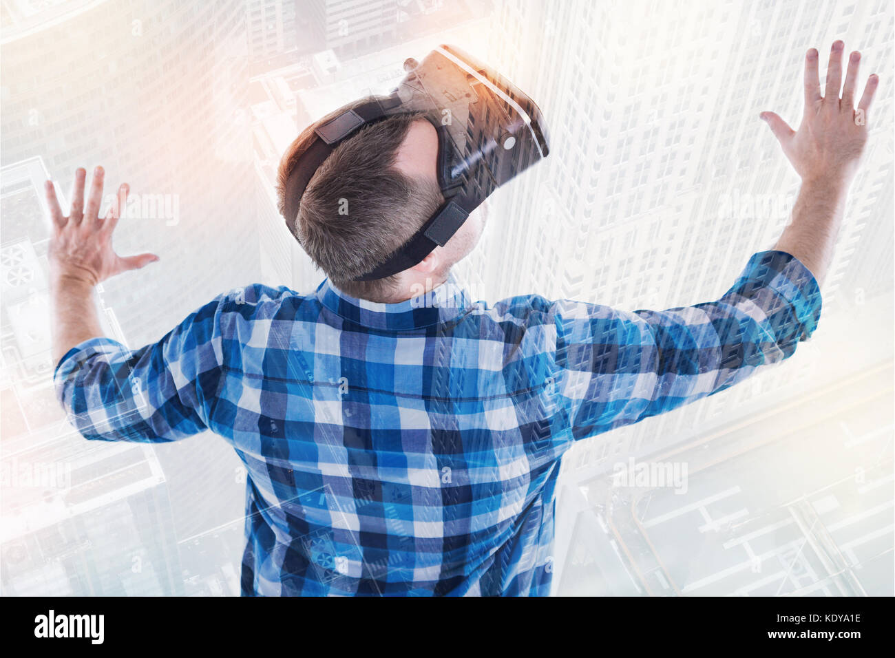 Top view of young man playing VR games Stock Photo - Alamy