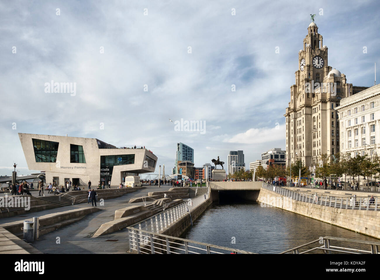 Pier Head, Liverpool, UK. The Ferry Terminal and the Royal Liver ...