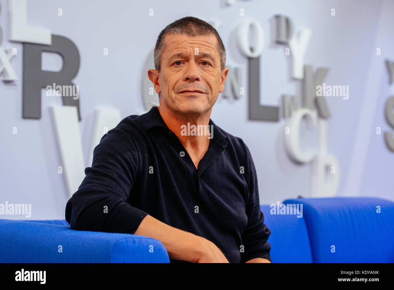 Author Emmanuel Carrere at the Frankfurt Book Fair in October 2017 ...