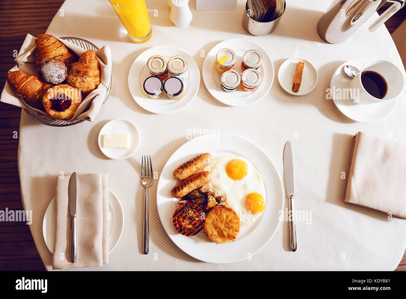 Top view of gorgeous breakfast being ready Stock Photo - Alamy