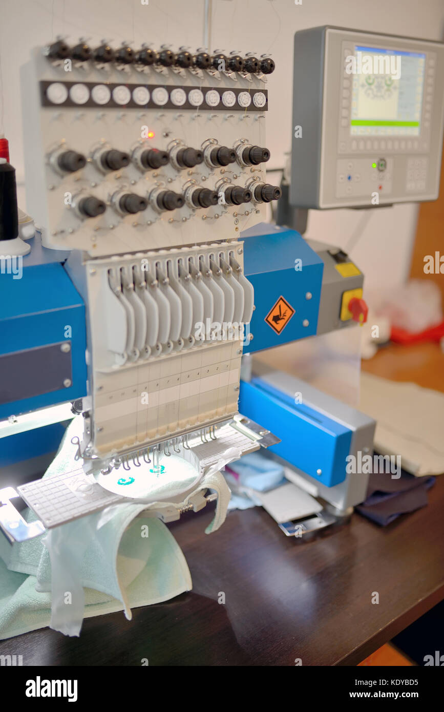 Textile weaving machine in factory Stock Photo - Alamy