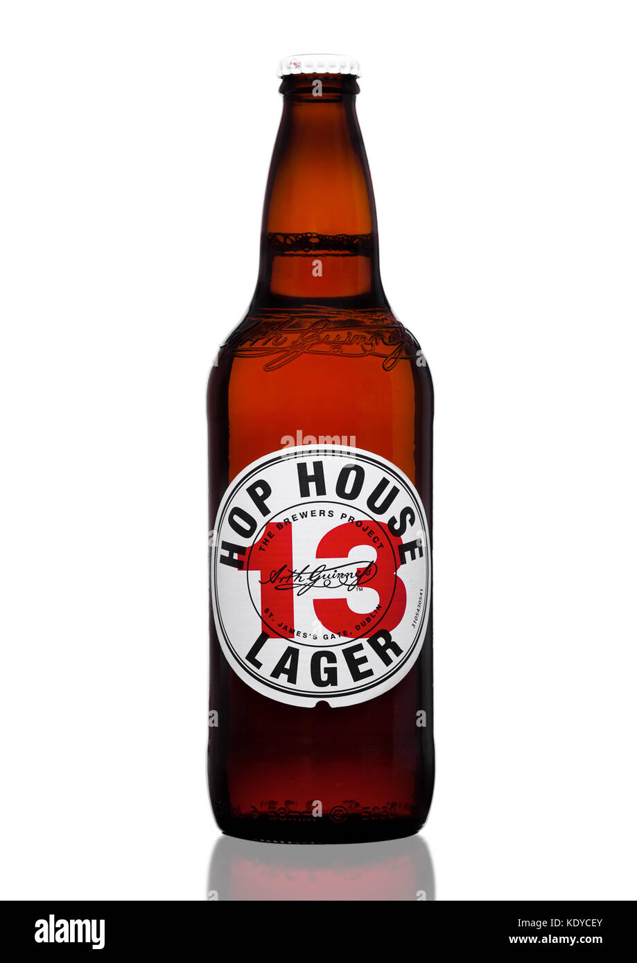 LONDON,UK - MARCH 30, 2017 : Bottle of Hop House 13 lager beer on white ...