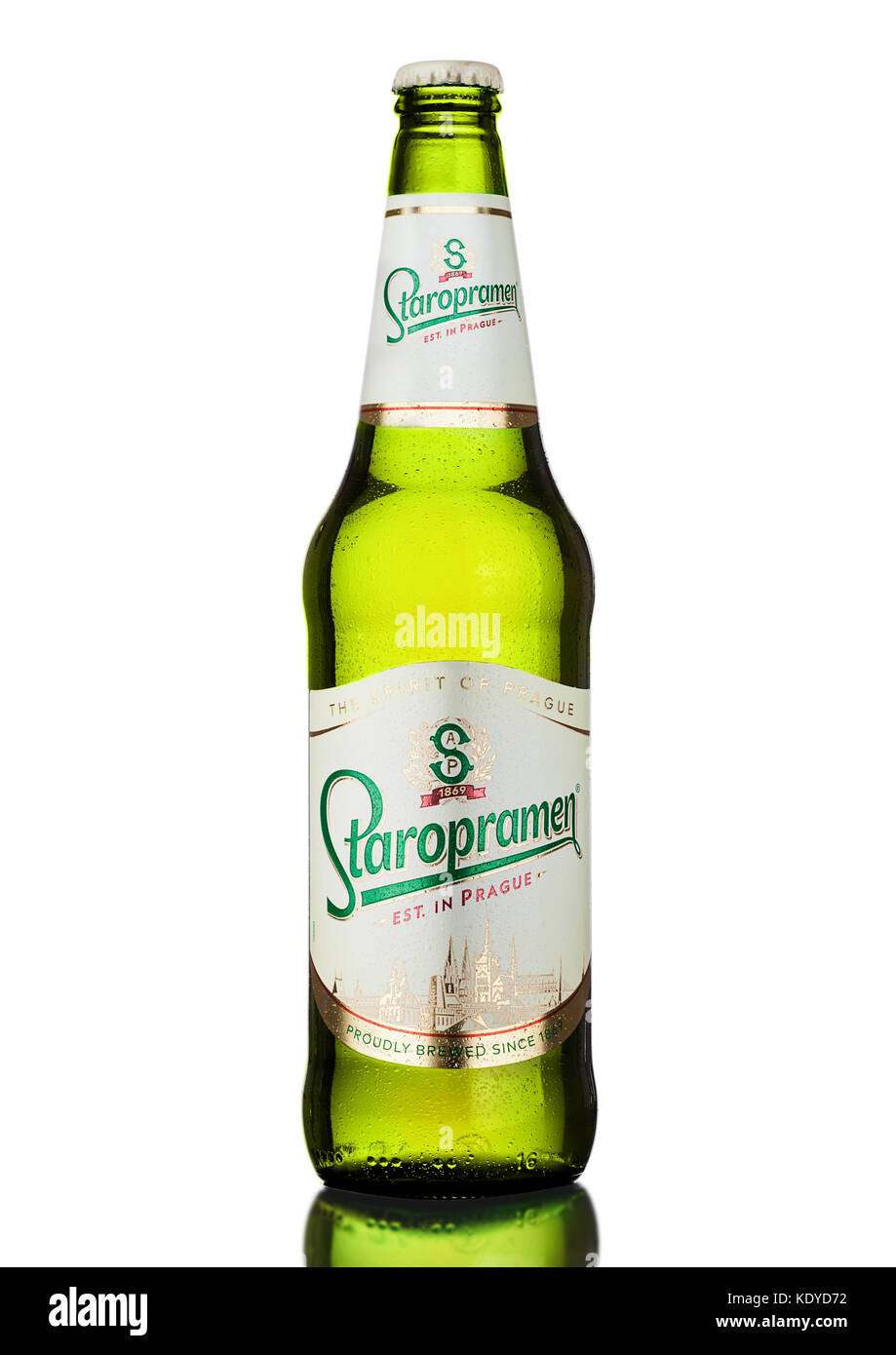 LONDON, UK - MARCH 15, 2017: Bottle of Staropramen premium beer on ...