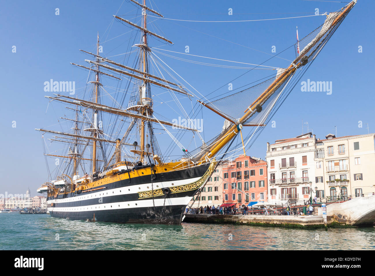 The Amerigo Vespucci, a full rigged tall ship used for training by the ...