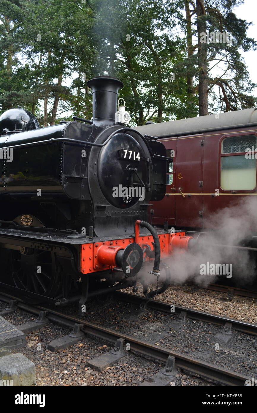 GWR Pannier 7714 tank engine, classic steam train on the North Norfolk ...