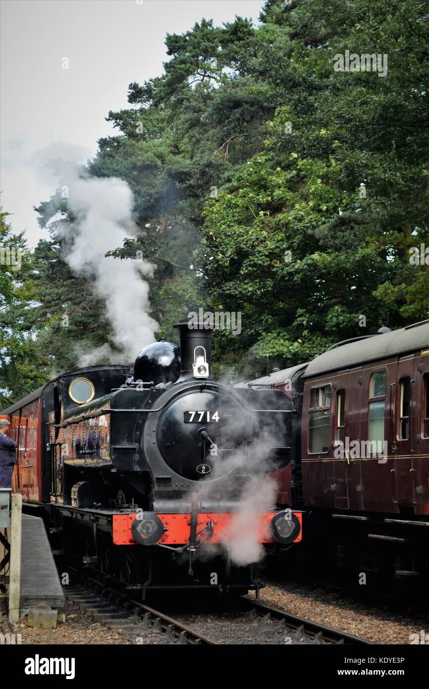 GWR Pannier 7714 tank engine, classic steam train on the North Norfolk ...