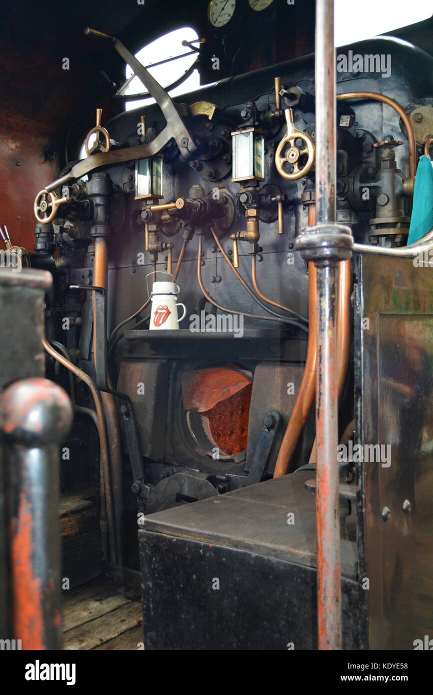 View into the cab of a steam engine Stock Photo - Alamy